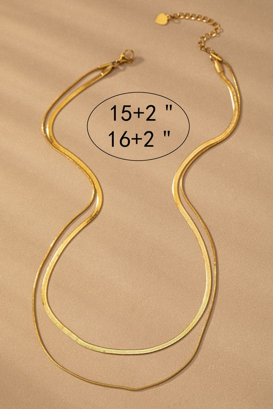 two layer mixed size herringbone chain necklace NEW – LE3NO